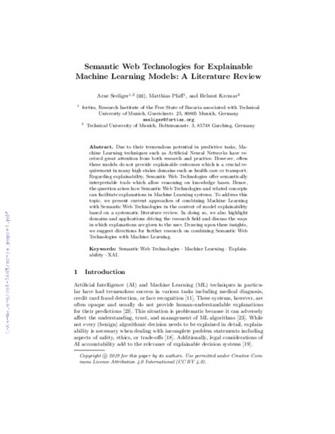 Pdf Semantic Web Technologies For Explainable Machine Learning Models