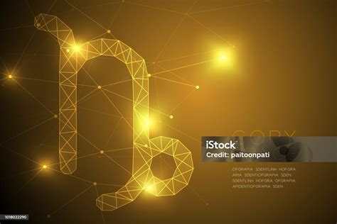 염소 자리 조디악 로그인 와이어 프레임 다각형 프레임 구조 포춘 텔러 컨셉 디자인 그림 복사 공간 벡터 Eps 10 골드