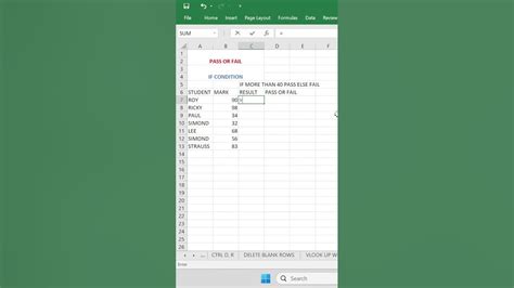 pass or fail in excel exceltutorial exceltips exceltricks excel
