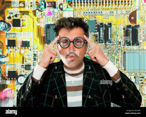 Genius Nerd Electronic Engineer Tech Man Thinking Stock Photo Alamy