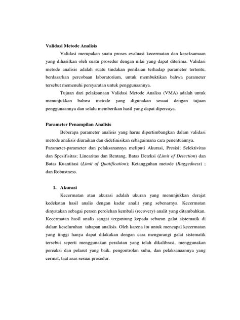 Validasi Metode Analisis Pdf