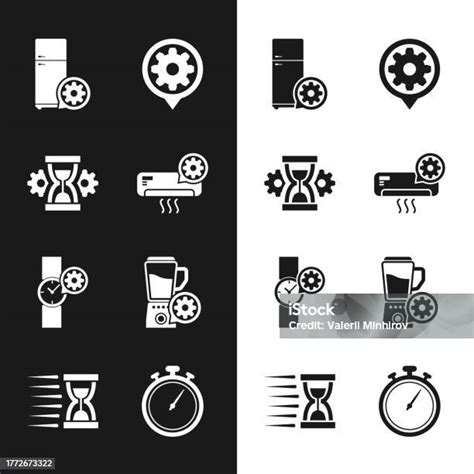 Set Air Conditioner Setting Hourglass Refrigerator Setting Wrist Watch And Blender With Bowl