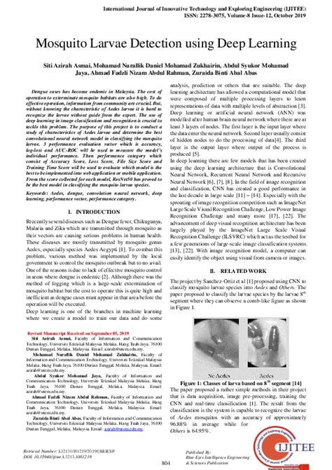 Pdf Mosquito Larvae Detection Using Deep Learning Dr Siti Azirah