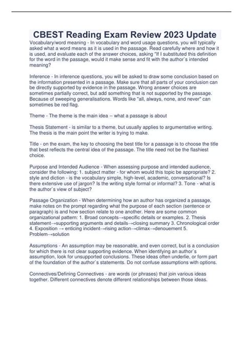 Cbest Reading Exam Review 2023 Update Cbest Stuvia Us