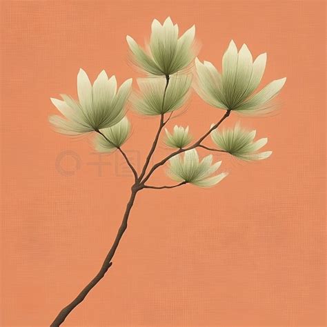 中国风ai数字艺术 Tree中国风橙绿花朵插画 Ai平面元素免费下载 Jpeg格式 4096像素 编号71431998 千图网