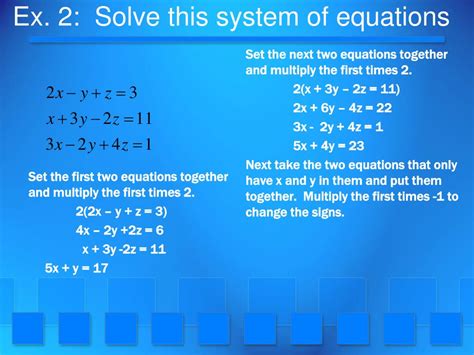 Ppt Solving Systems Of Three Linear Equations In Three Variables
