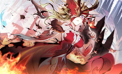 Signora Crimson Lotus Moth And Signora Genshin Impact Drawn By Vanink Danbooru