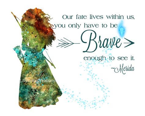 Merida Silhouette Watercolor With Quote Art Print 8 X 10 ~ Brave