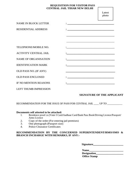 Visitor Pass Form Pdf Identity Document Access Control