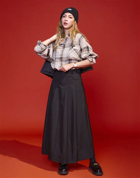 韓系修身打褶造型長裙 Major Made