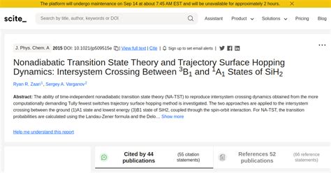 Citation Report Nonadiabatic Transition State Theory And Trajectory Surface Hopping Dynamics