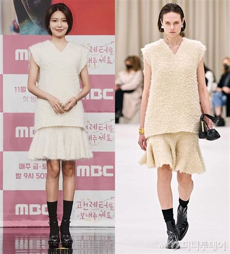 최수영 Vs 모델 눈부신 니트 투피스 패션어디 거