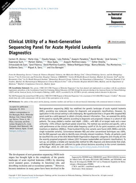 Pdf Clinical Utility Of A Next Generation Sequencing Panel For Acute Myeloid Leukemia Diagnostics