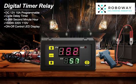 Roboway Dc 12v Ac 110v 220v Digital Time Delay Relay Dual Led Display