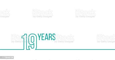 19 주년 또는 생일 선형 윤곽선 그래픽 인쇄 재료 브루셔 커버 보고서에 사용할 수 있습니다 스톡 벡터 일러스트레이션 흰색 배경에서 격리 0명에 대한 스톡 벡터 아트 및