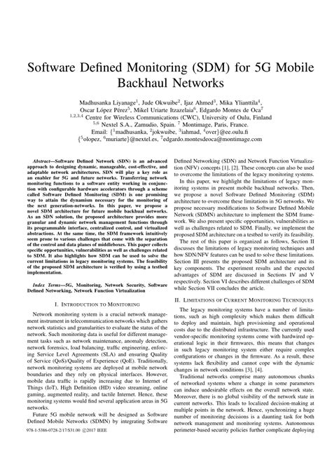 Pdf Software Defined Monitoring Sdm For 5g Mobile Backhual Networks