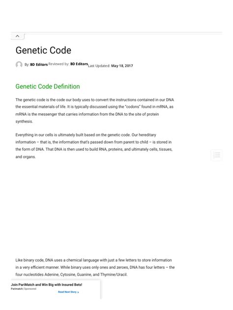 Genetic Code Definition Function Types And Quiz Biology