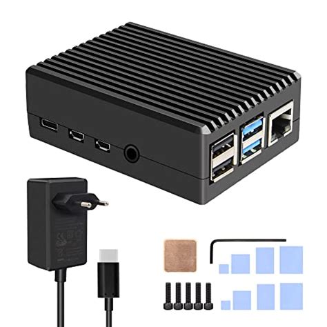 Geekworm Raspberry Pi 4 Case With Power Supply 5v 4a 20w Usb C Charger