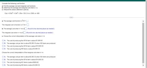 Solved Consider The Following Cost Function A Find The Chegg