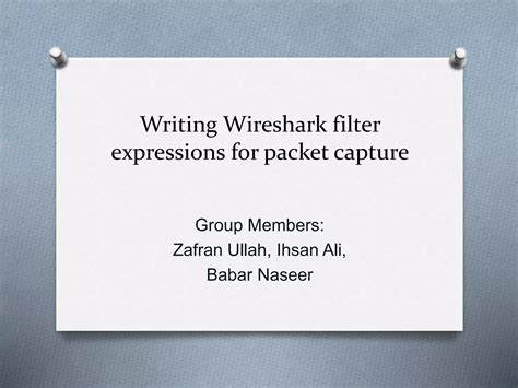 Writing Wireshark Filter Expression For Capturing Packets PPTX