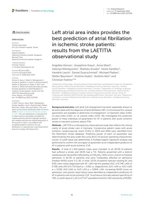 Pdf Left Atrial Area Index Provides The Best Prediction Of Atrial