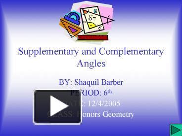 Supplementary And Complementary Angles Presentation Free To View