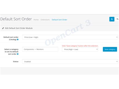 Default Sort Order Opencart Extension Koku Scripts
