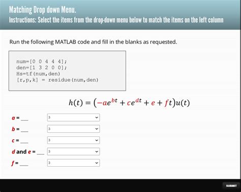 solved matching drop down menu instructions select the