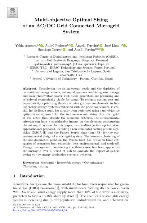 Pdf Multi Objective Optimal Sizing Of An Acdc Grid Connected
