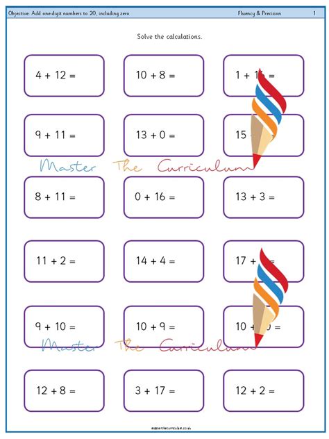 Add And Subtract One Digit And Two Digit Numbers To 20 Including Zero