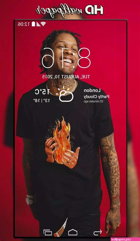 Lil Durk In Red Background Wearing Black Head Covered Overcoat With
