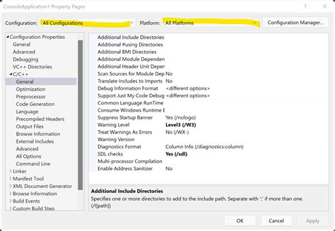 Visual Studio When I Switch From Debug To Release Configuration Include Files Cannot Be