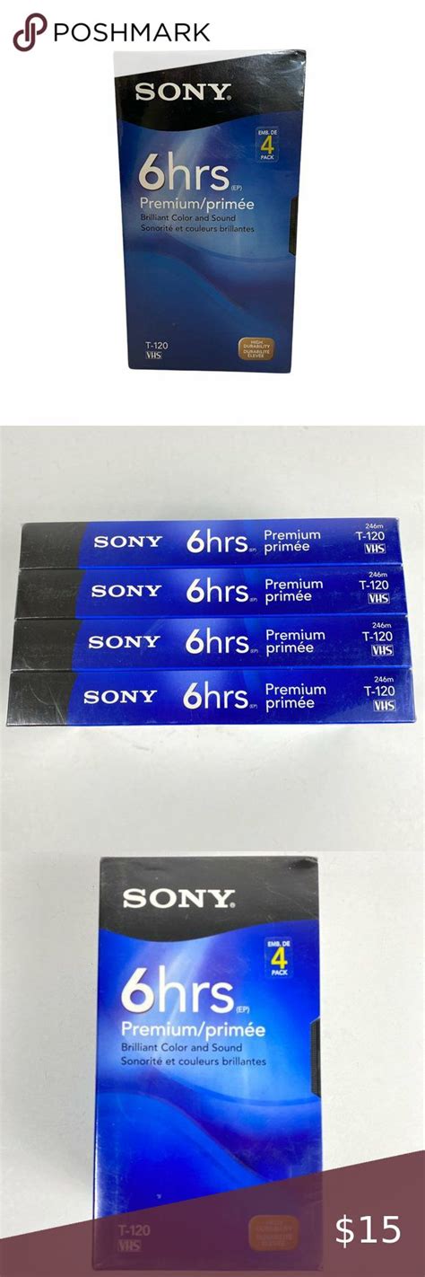 Sony Vhs Tapes T 120vr Premium Blank 6 Hours Each Tape Sealed Pack Of 4