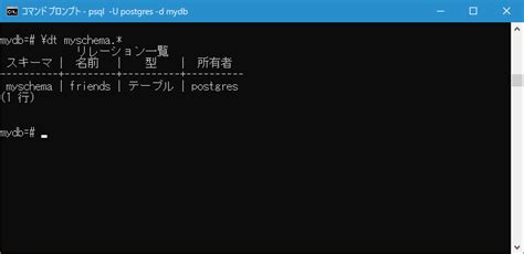 Postgresql 作成済みのテーブル一覧を表示する