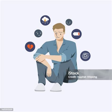 정신 건강 질환으로 고통받는 사람들 불행하고 슬프고 외롭습니다 걱정하는에 대한 스톡 벡터 아트 및 기타 이미지 걱정하는 건강관리와 의술 고독 개념 Istock