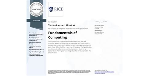 Tomás Monicat On Linkedin Completion Certificate For Fundamentals Of Computing