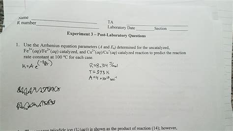 solved name r number ta laboratory date section experiment 3