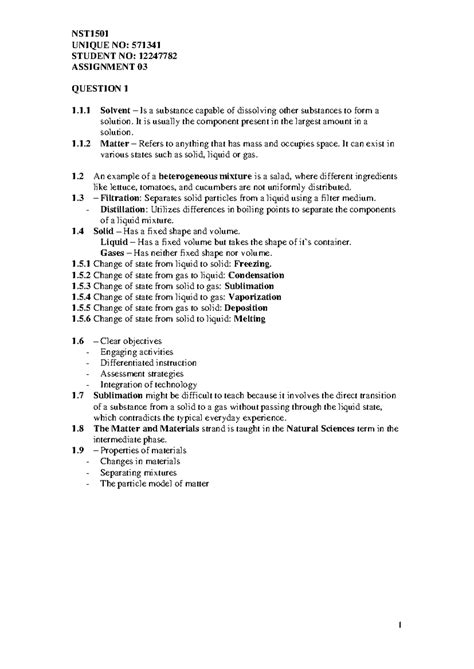 Nst1501 Assignment 03 Unique No 571341 Student No 12247782 Assignment 03 Question 1 11 Nst1501 Assignment 03 Unique No 571341 Student No 12247782 Assignment 03 Question 1 11