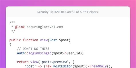 Laravel News On Linkedin Security Tip Be Careful Of Auth Helpers