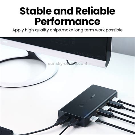 Ugreen 4k Hdmi Kvm 스위치 모니터 키보드 마우스 용 듀얼 Usb 스위치 분배기 박스 블랙