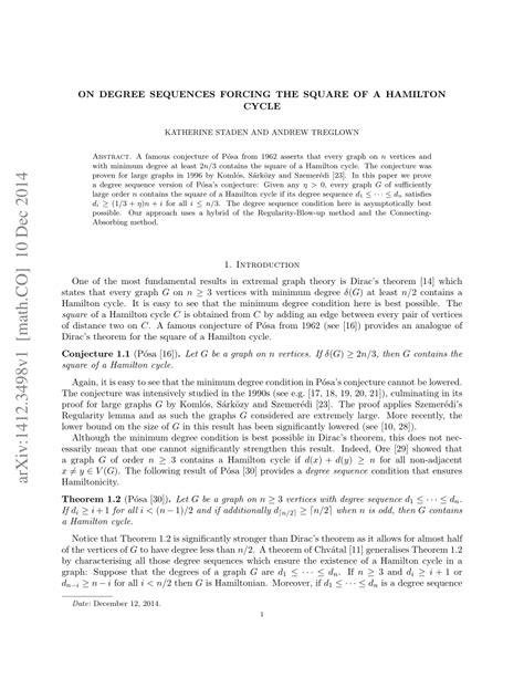 pdf on degree sequences forcing the square of a hamilton cycle