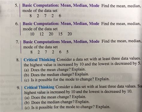 Solved 5 Basic Computation Mean Median Mode Find The