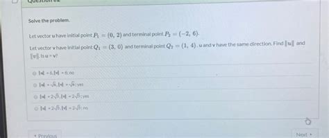 solved solve the problem let vector u have initial point p