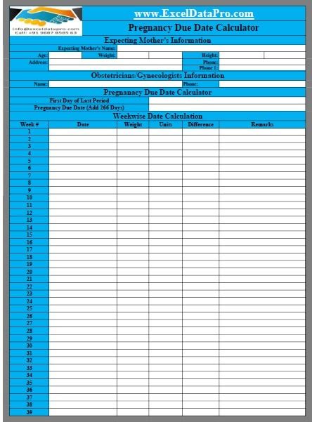 Excel Due Date Template