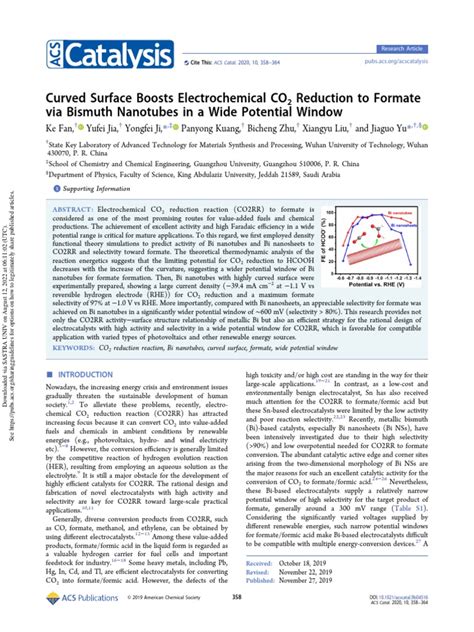 Curved Surface Boosts Electrochemical Co2 Reduction To Formate Via Bismuth Nanotubes In A Wide