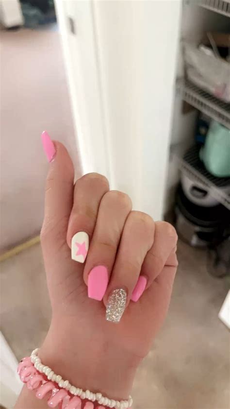 Preppy Nail Inspo Pink Acrylic Nails Nails Acrylic Nails