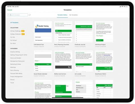 evernote project management template