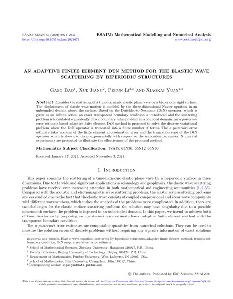 Pdf An Adaptive Finite Element Dtn Method For The Elastic Wave