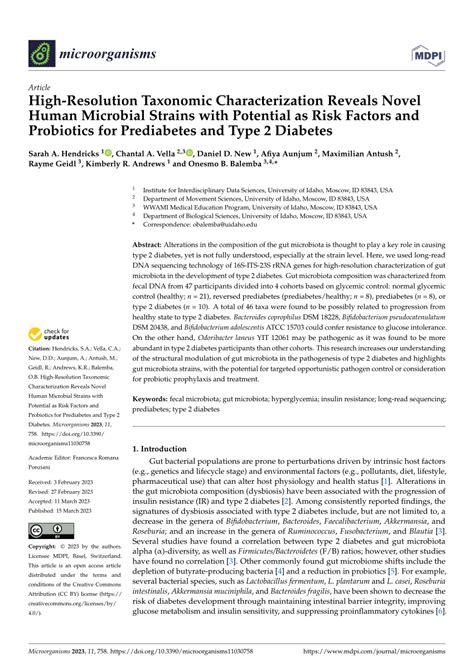 Pdf High Resolution Taxonomic Characterization Reveals Novel Human Microbial Strains With