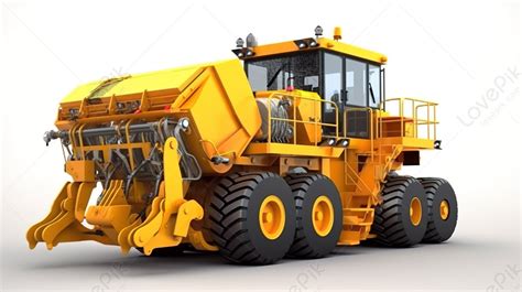 매립지의 소형 쓰레기를 위해 설계된 특수 산업용 불도저의 3d 렌더링 콤팩트 배경 트랙터 배경 재활용 가능 배경 이미지 Hd 콤팩트 트랙터 재활용 가능 배경 사진